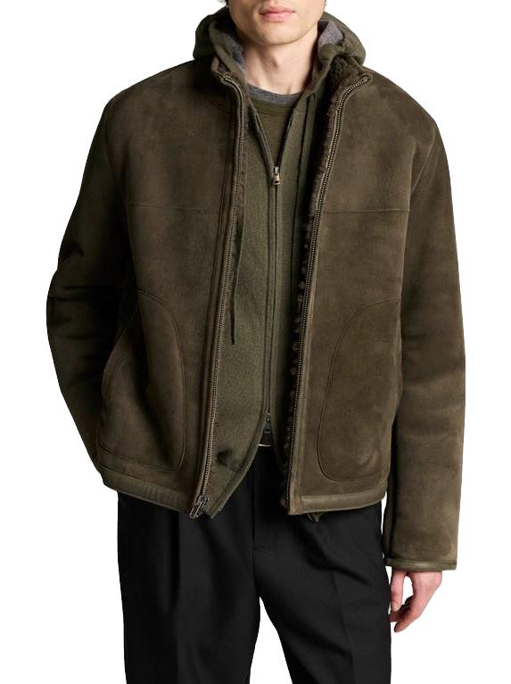 VINCE Vince Genuine Shearling Funnel Neck Jacket